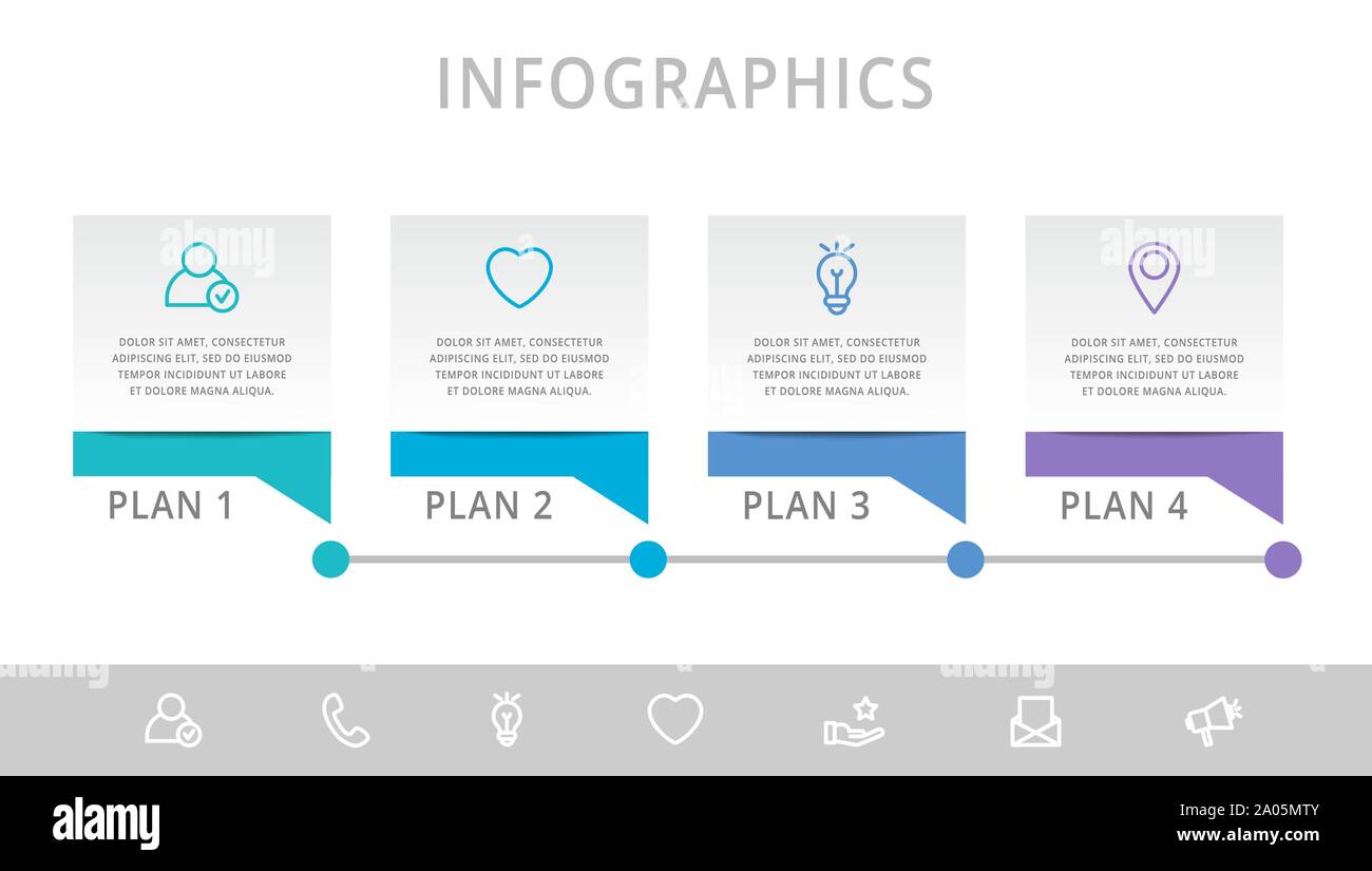 Vector modern infographic flat template label for four diagrams, graph ...