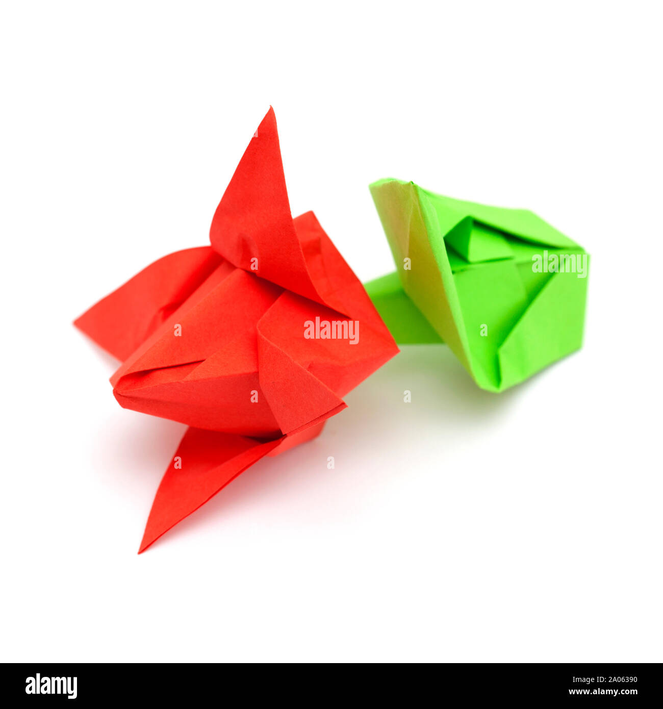 origami model isolated on white background - paper tulip flower Stock ...