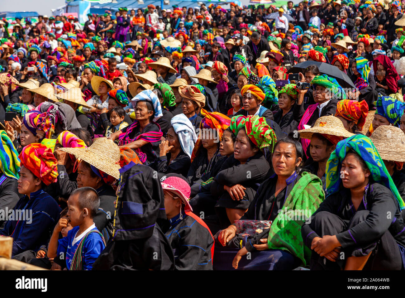 A Large Crowd Of People From The Pa’O Ethnic Group Watch A Traditional ...