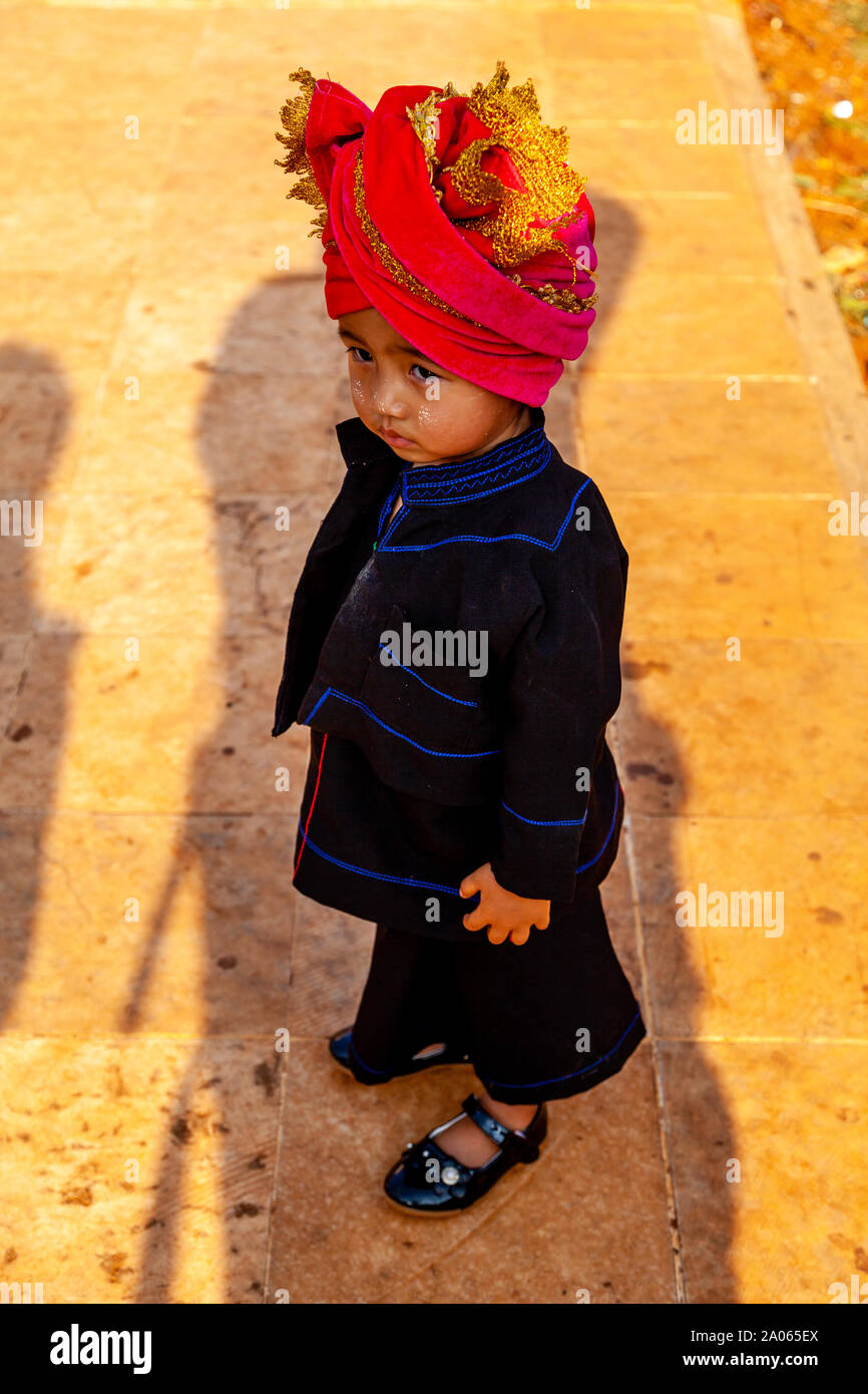 A Boy From The Pa’O Ethnic Group In Traditional Costume At The Kakku ...