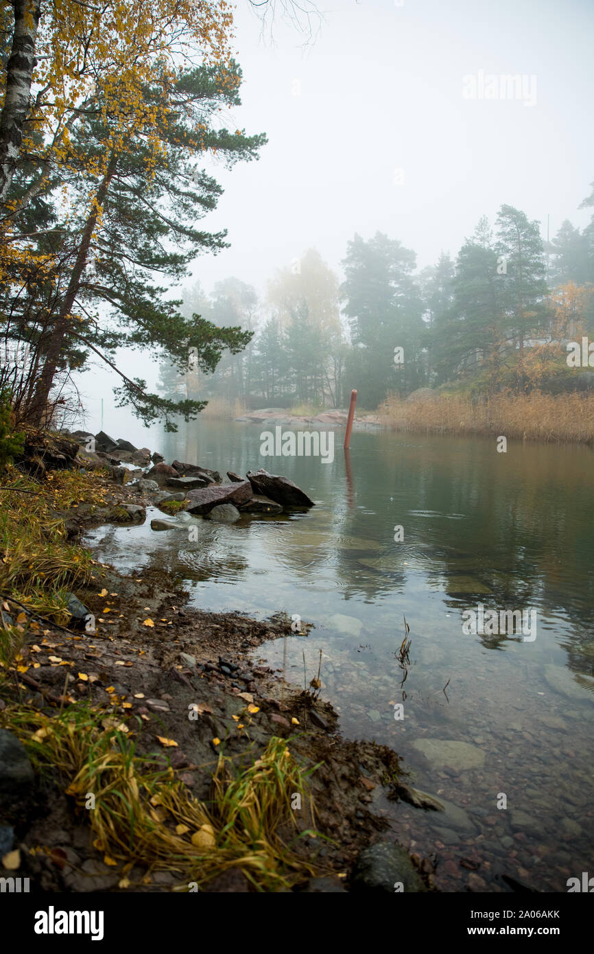 Serene Scandinavian autumn landscape of Southern Finland, Espoo ...