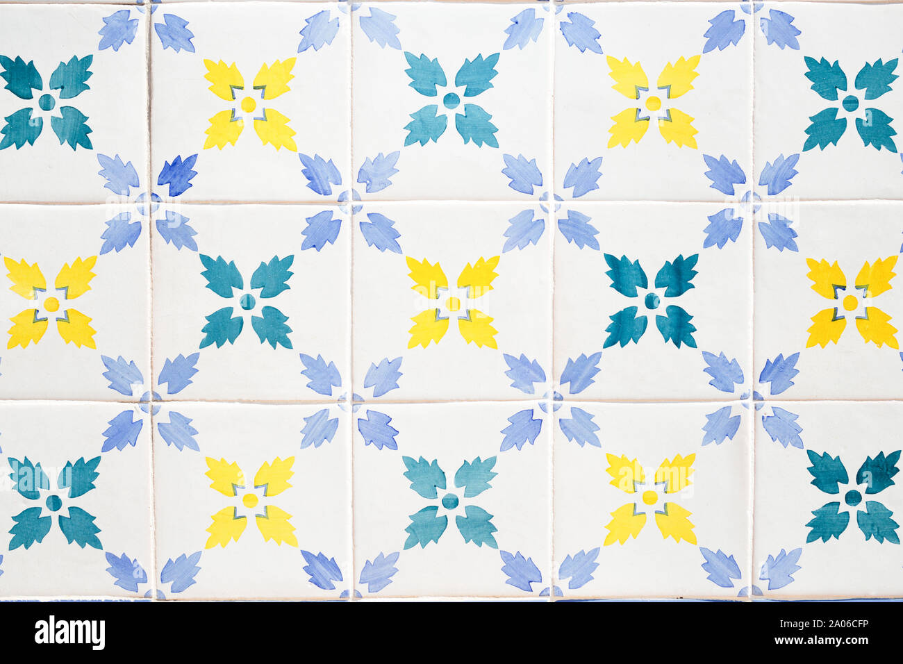 White and blue geometric azulejo tile wall texture or background hi-res ...