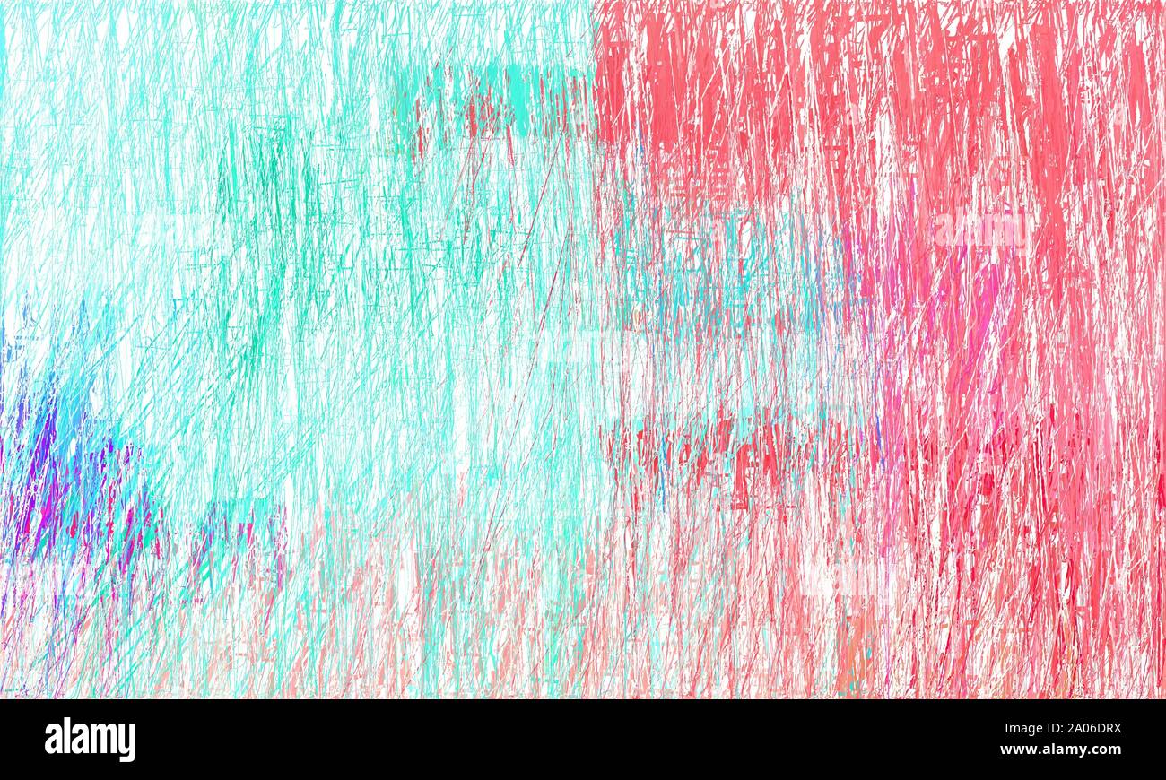 creative abstract drawing strokes background with turquoise, pastel red ...