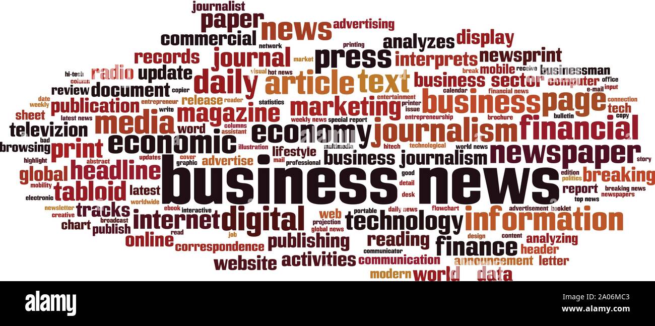Business news word cloud concept. Collage made of words about business ...