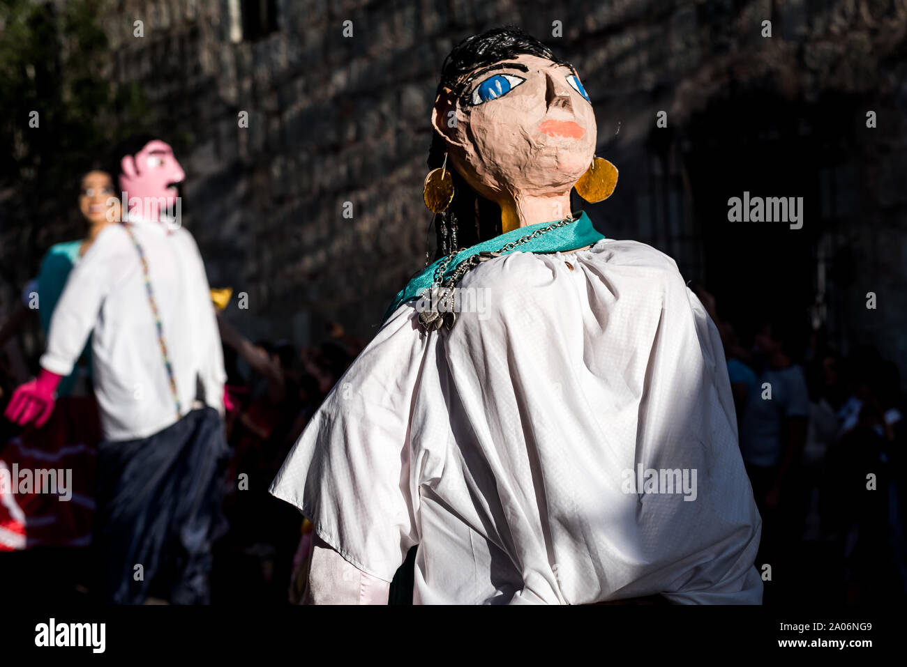 July 28, 2019: Giant paper mache puppets dance during the Guelaguetza ...