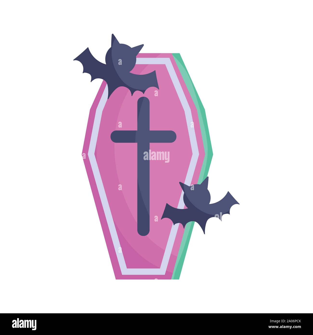 coffin and bats icon trick or treat happy halloween vector illustration ...