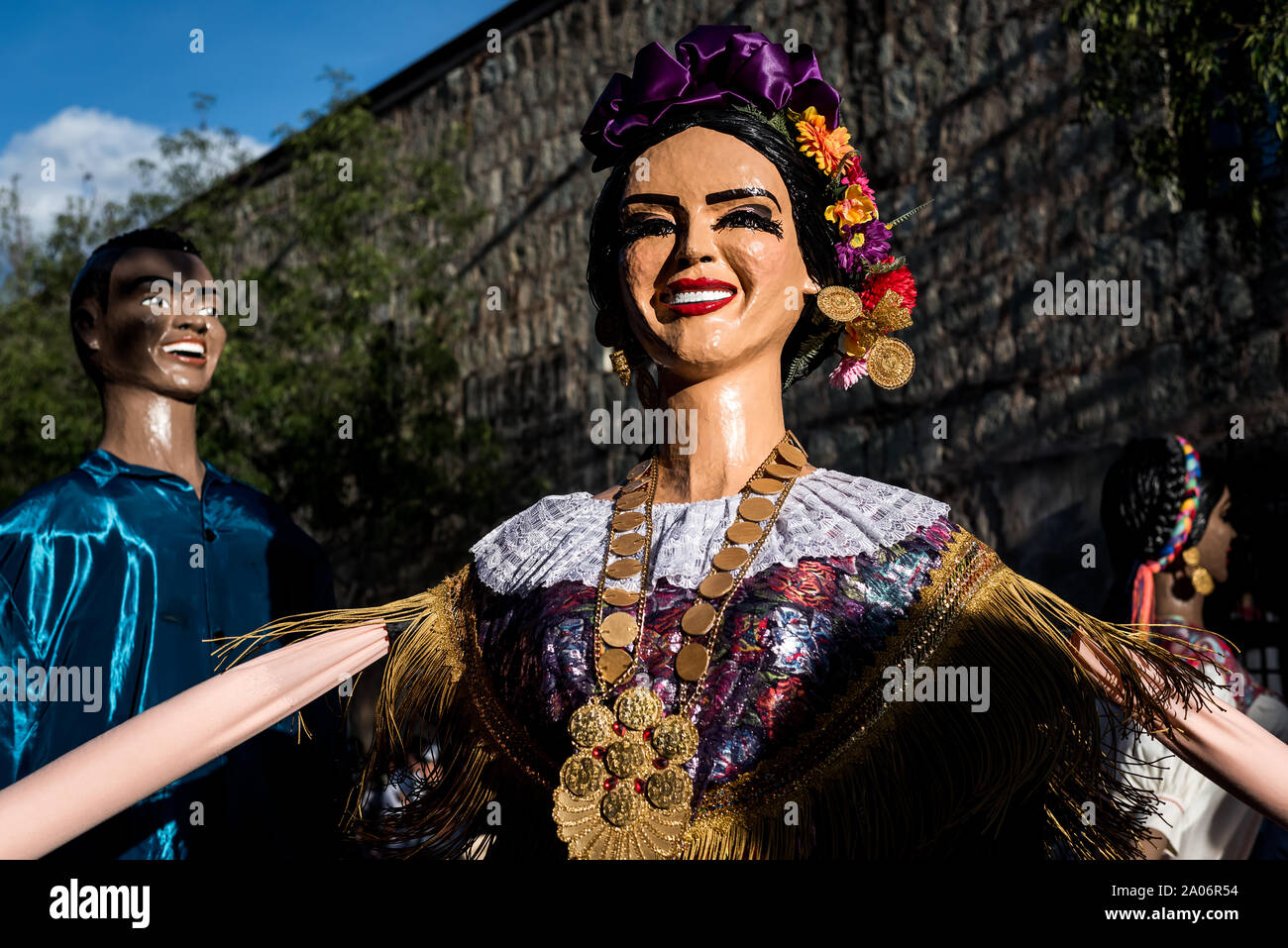 July 28, 2019: Giant paper mache puppets dance during the Guelaguetza ...