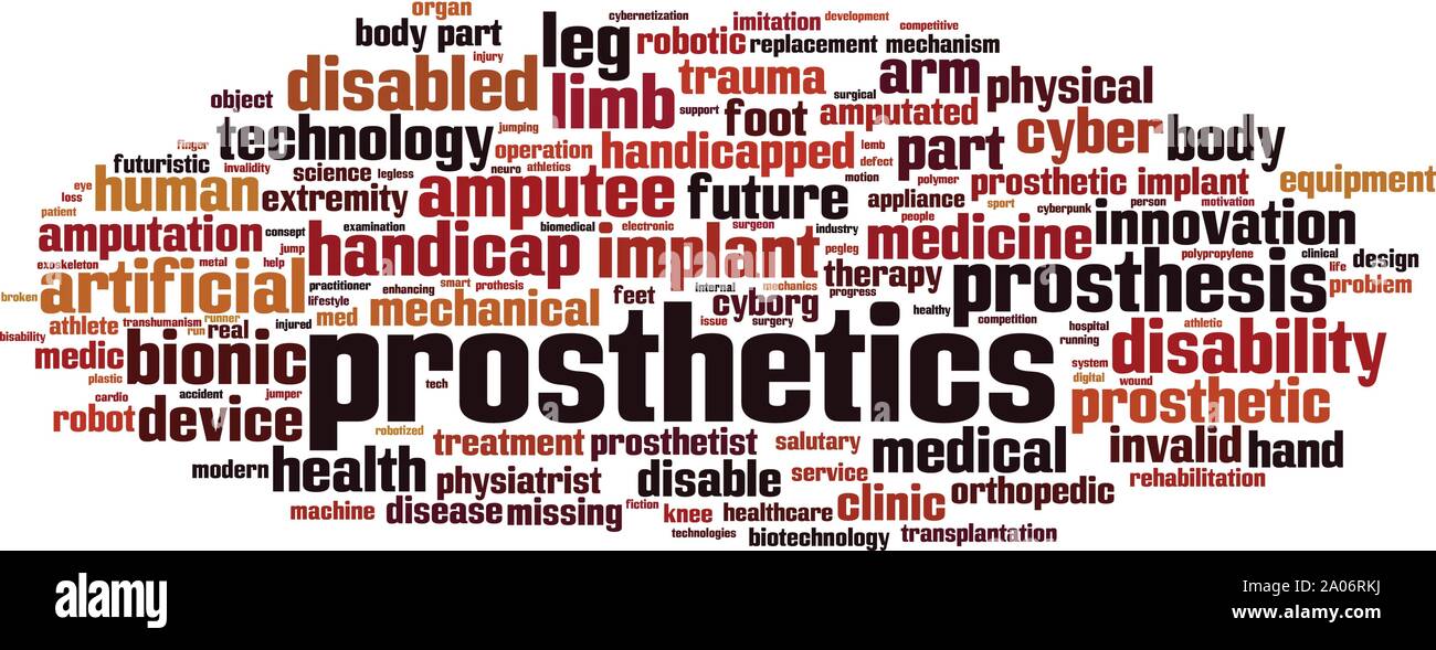 Prosthetics word cloud concept. Collage made of words about prosthetics ...