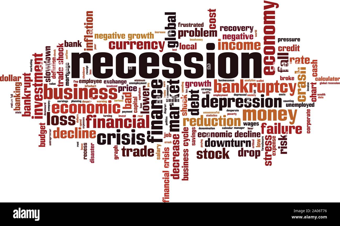 Recession word cloud concept. Collage made of words about recession ...