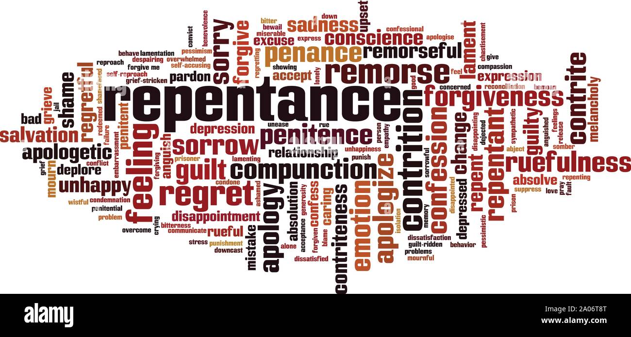 Repentance word cloud concept. Collage made of words about repentance ...