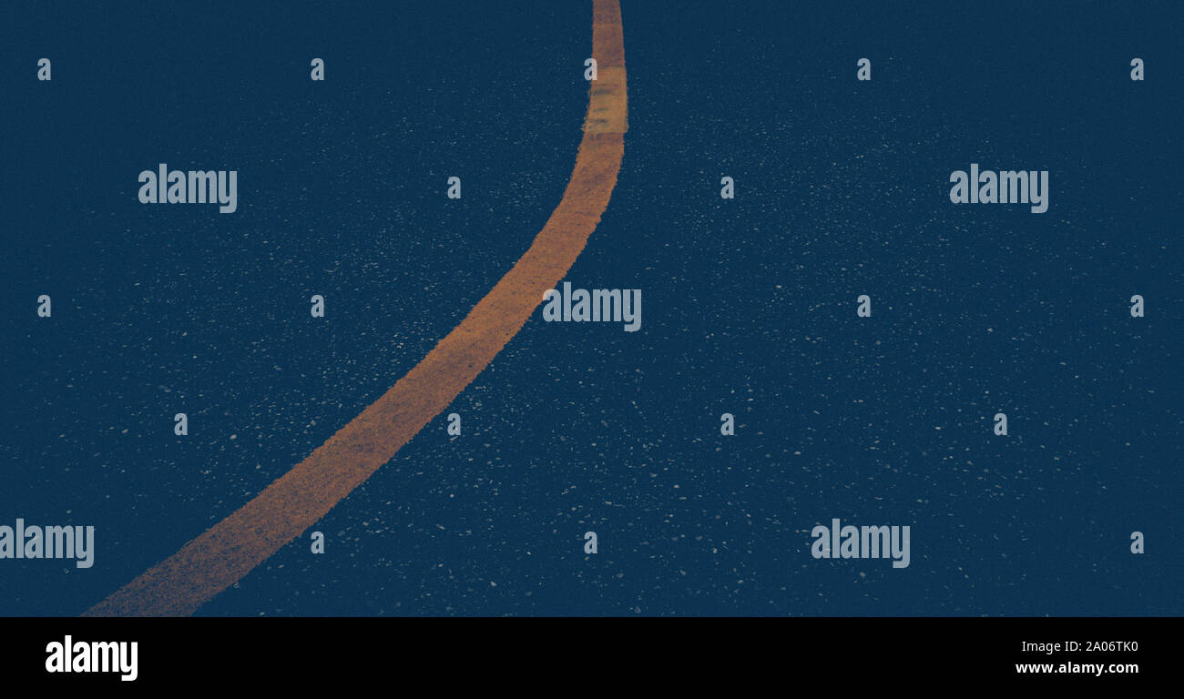 Yellow Curve line along a Forest Road background in Autumn. abstract ...