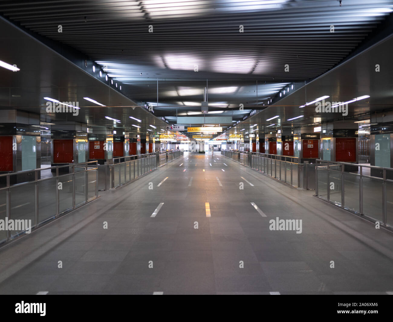 Kaohsiung, Taiwan: Empty Hallway of the Formosa Boulevard Subway (MRT ...