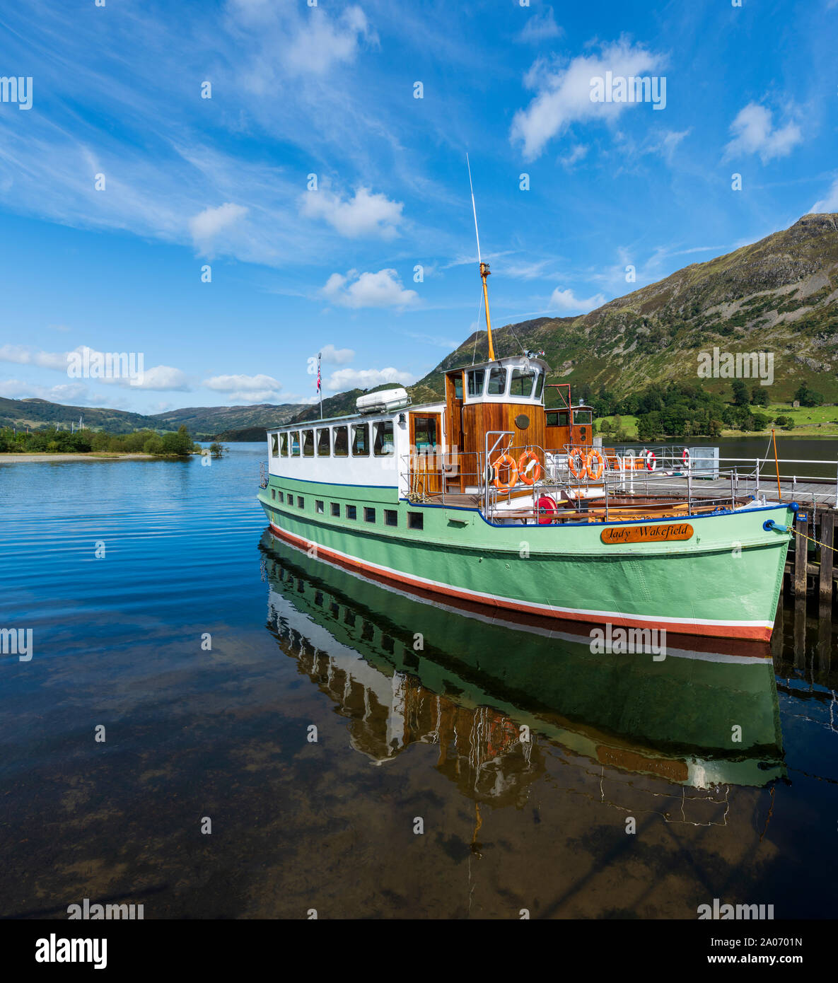 Lake Ullswater and Lakeland steamer ferry boat In the Lake District ...
