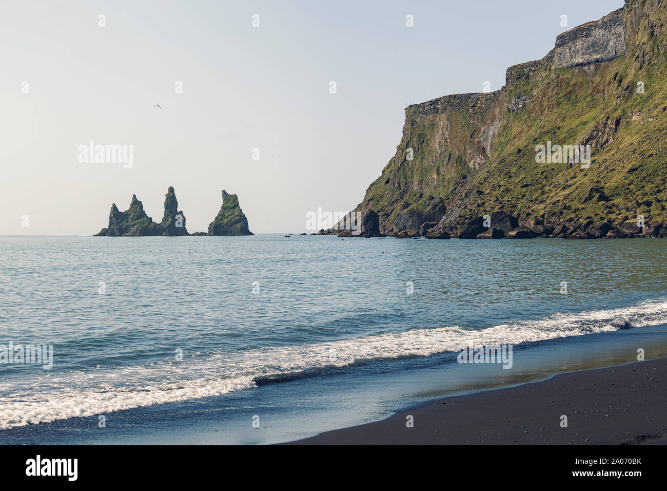 Reynisdrangar Cliffs and sea stacks in Vik, Iceland Stock Photo - Alamy