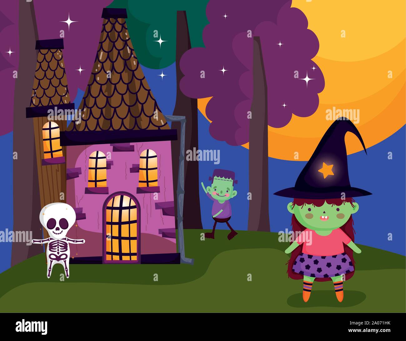 frankenstein witch skeleton kids costume night trick or treat - happy ...