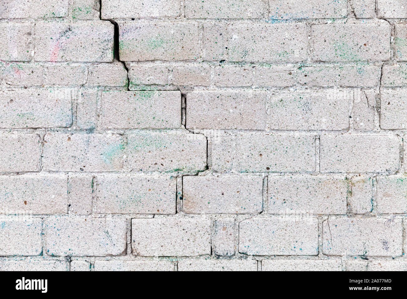 Old white brick wall with cracks, detailed flat background photo ...