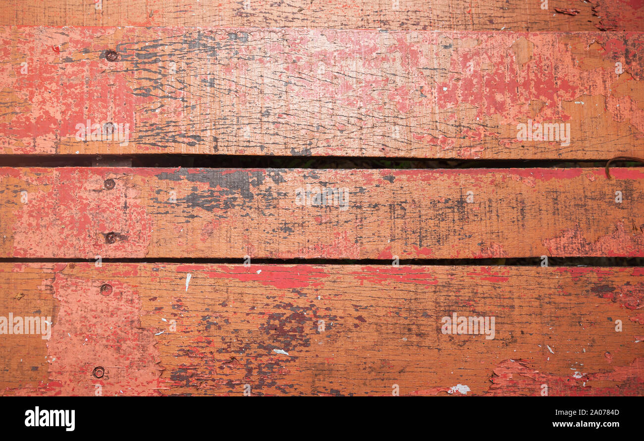 Grungy red wooden desk, top view, background photo texture Stock Photo ...
