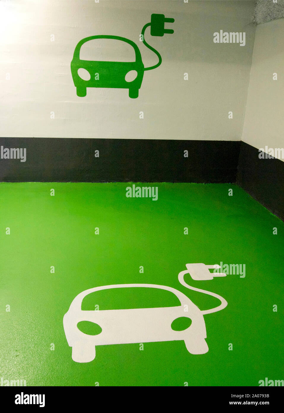 Electric car charging space Stock Photo - Alamy