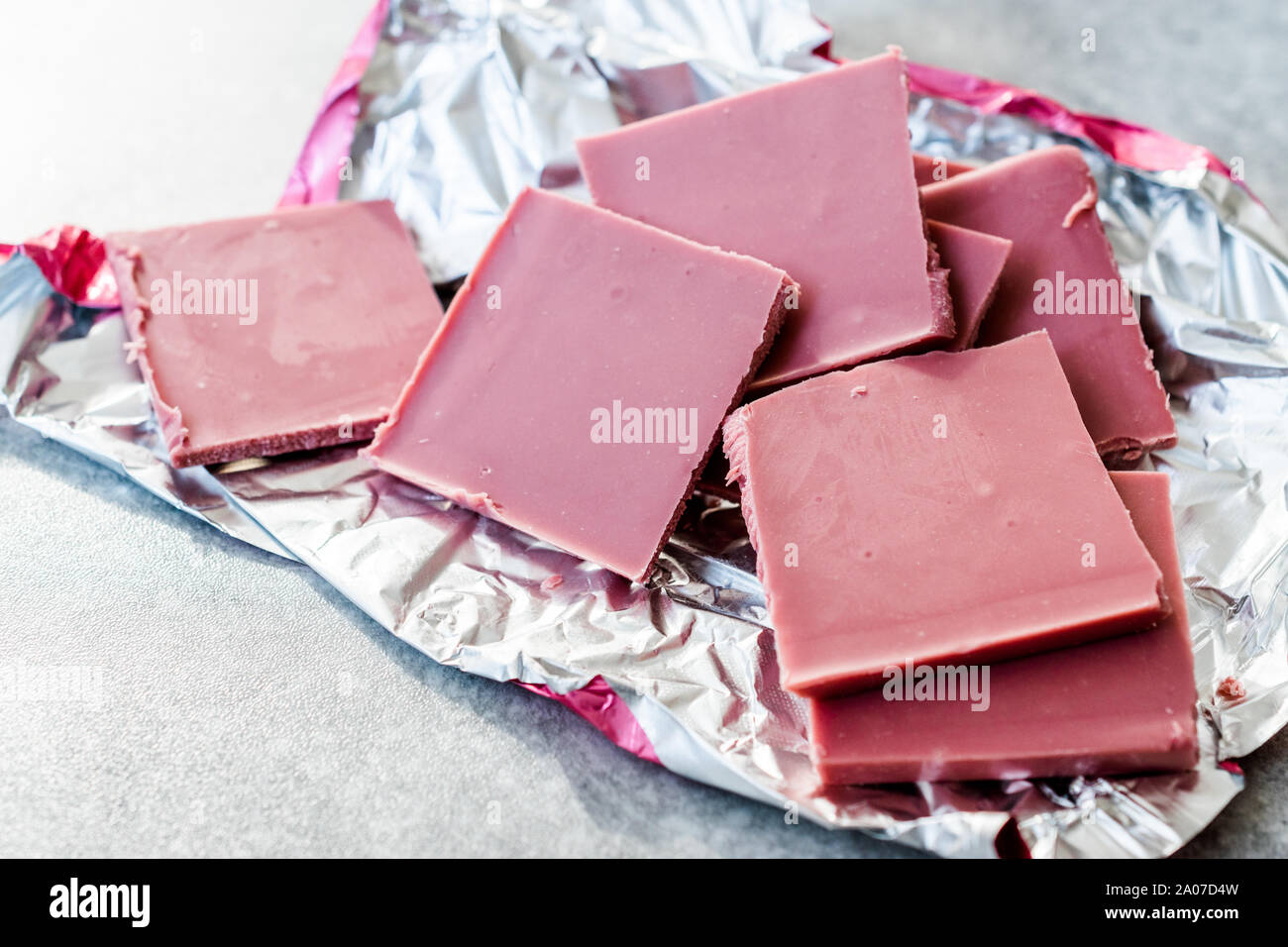 Ruby Chocolate Pieces. New Type of Processing Cocoa Beans. Sweet Snacks ...