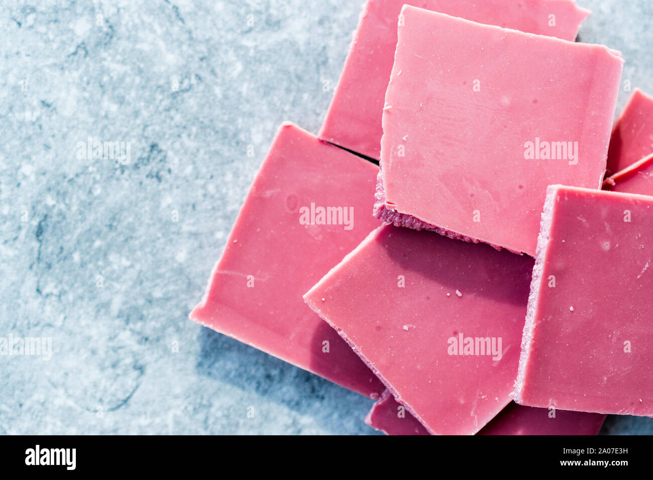 Ruby Chocolate Pieces. New Type of Processing Cocoa Beans. Sweet Snacks ...