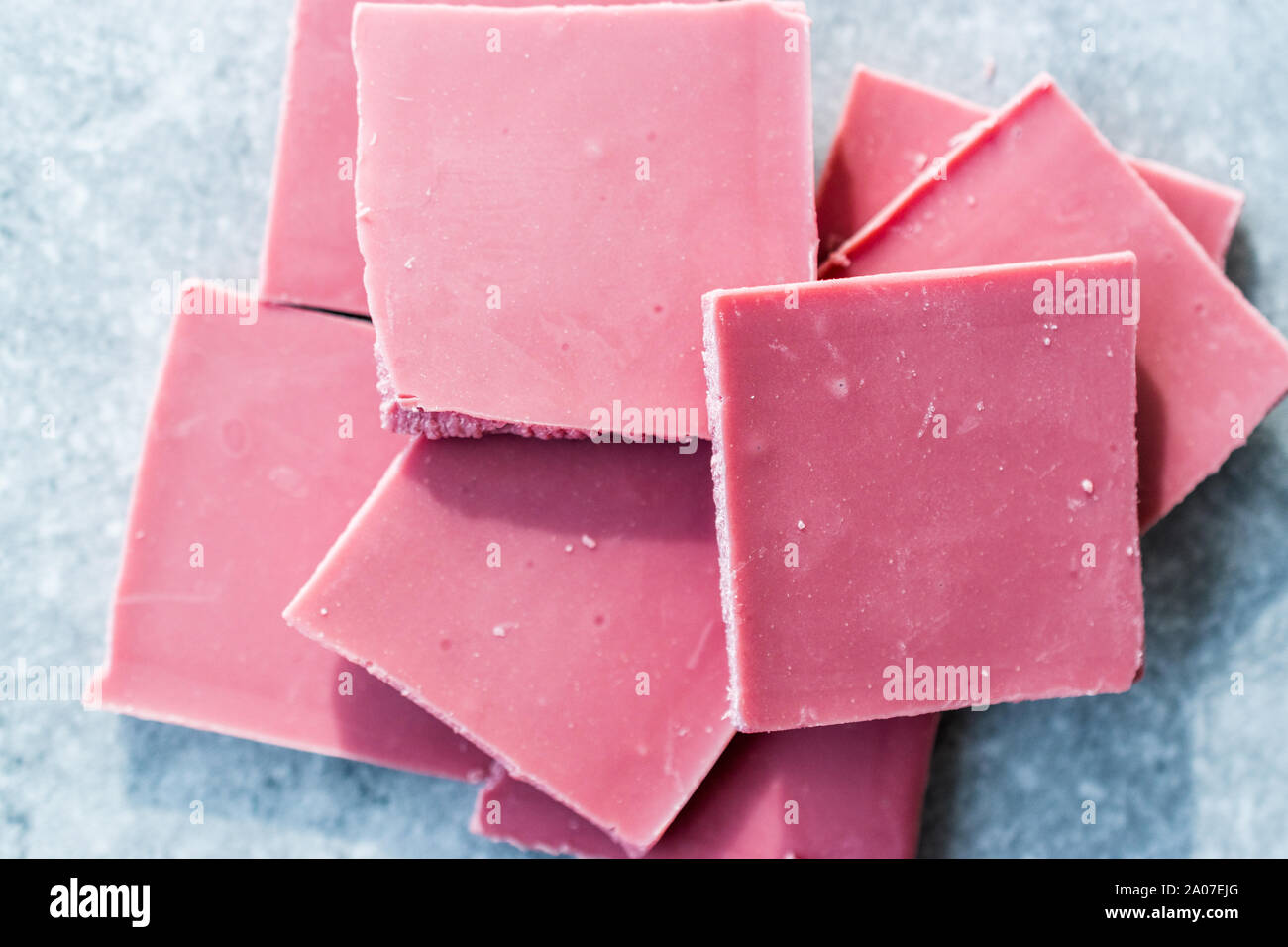 Ruby Chocolate Pieces. New Type of Processing Cocoa Beans. Sweet Snacks ...