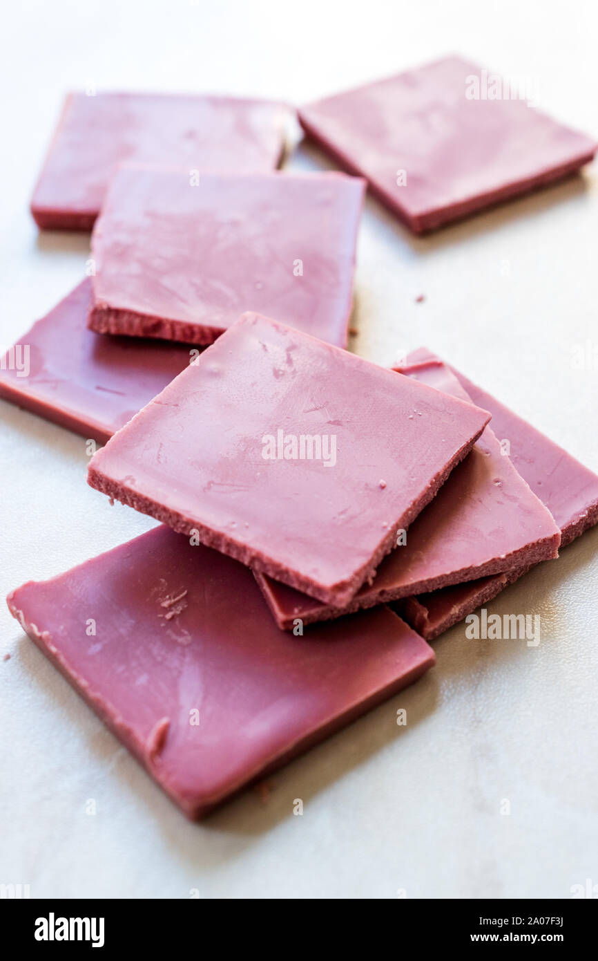 Ruby Chocolate Pieces. New Type of Processing Cocoa Beans. Sweet Snacks ...