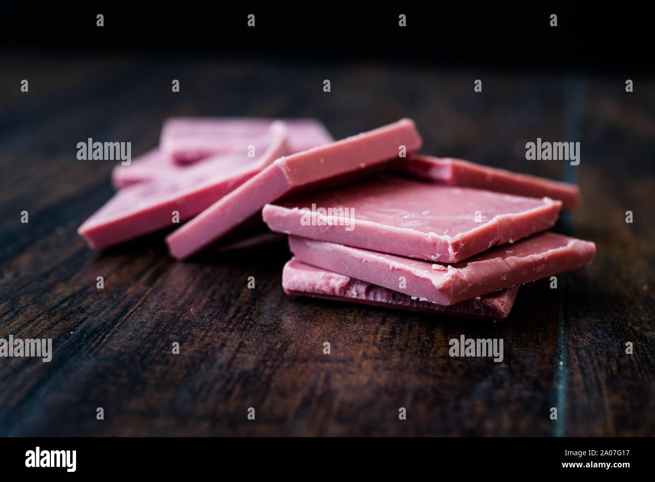 Ruby Chocolate Pieces. New Type of Processing Cocoa Beans. Sweet Snacks ...