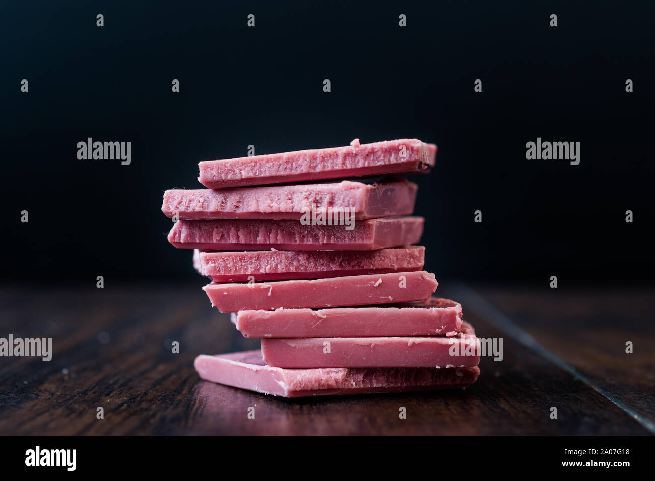 Ruby Chocolate Pieces. New Type of Processing Cocoa Beans. Sweet Snacks ...