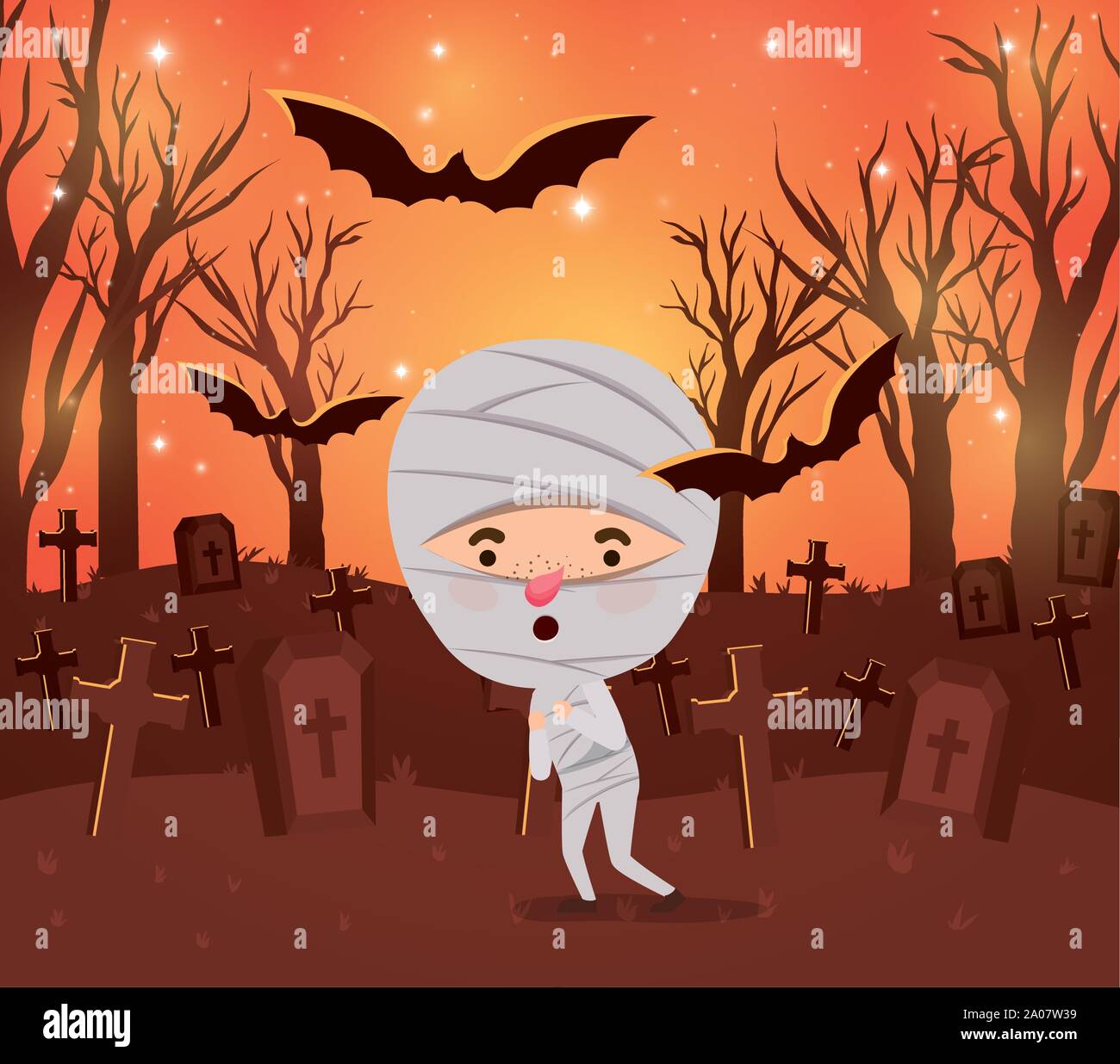 halloween season scene with boy costume mummy Stock Vector Image & Art ...