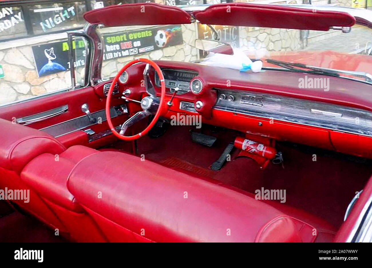 red, car, american, old, antique, street, city Stock Photo - Alamy