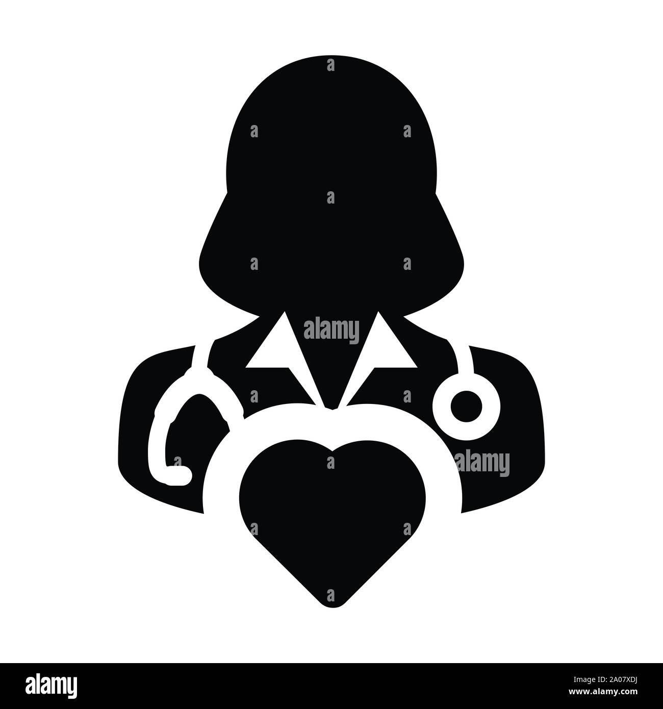 Physician icon vector female person profile avatar with stethoscope and ...