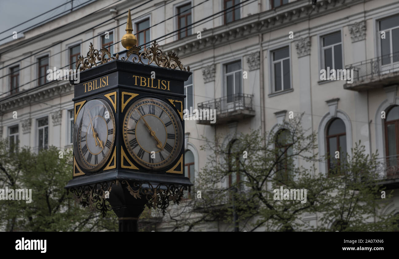 A picture of a street / urban clock captured in Tbilisi, Georgia Stock ...