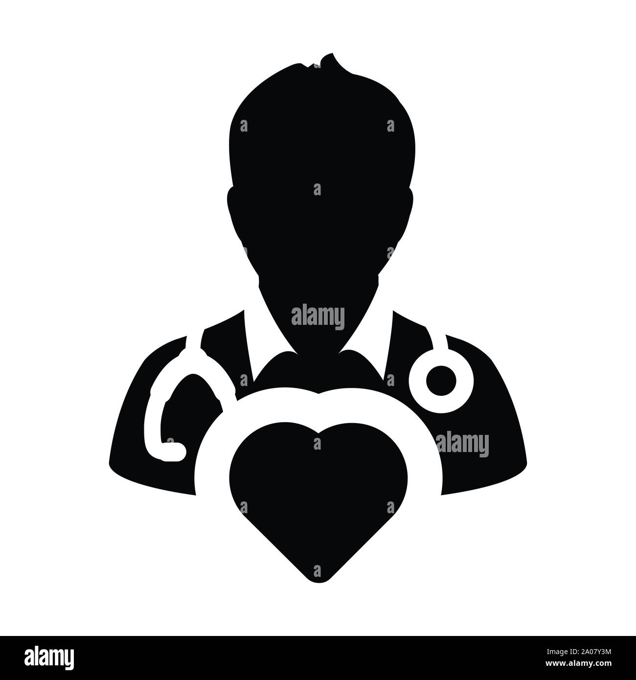 Cardiologist icon vector male person profile avatar with stethoscope ...