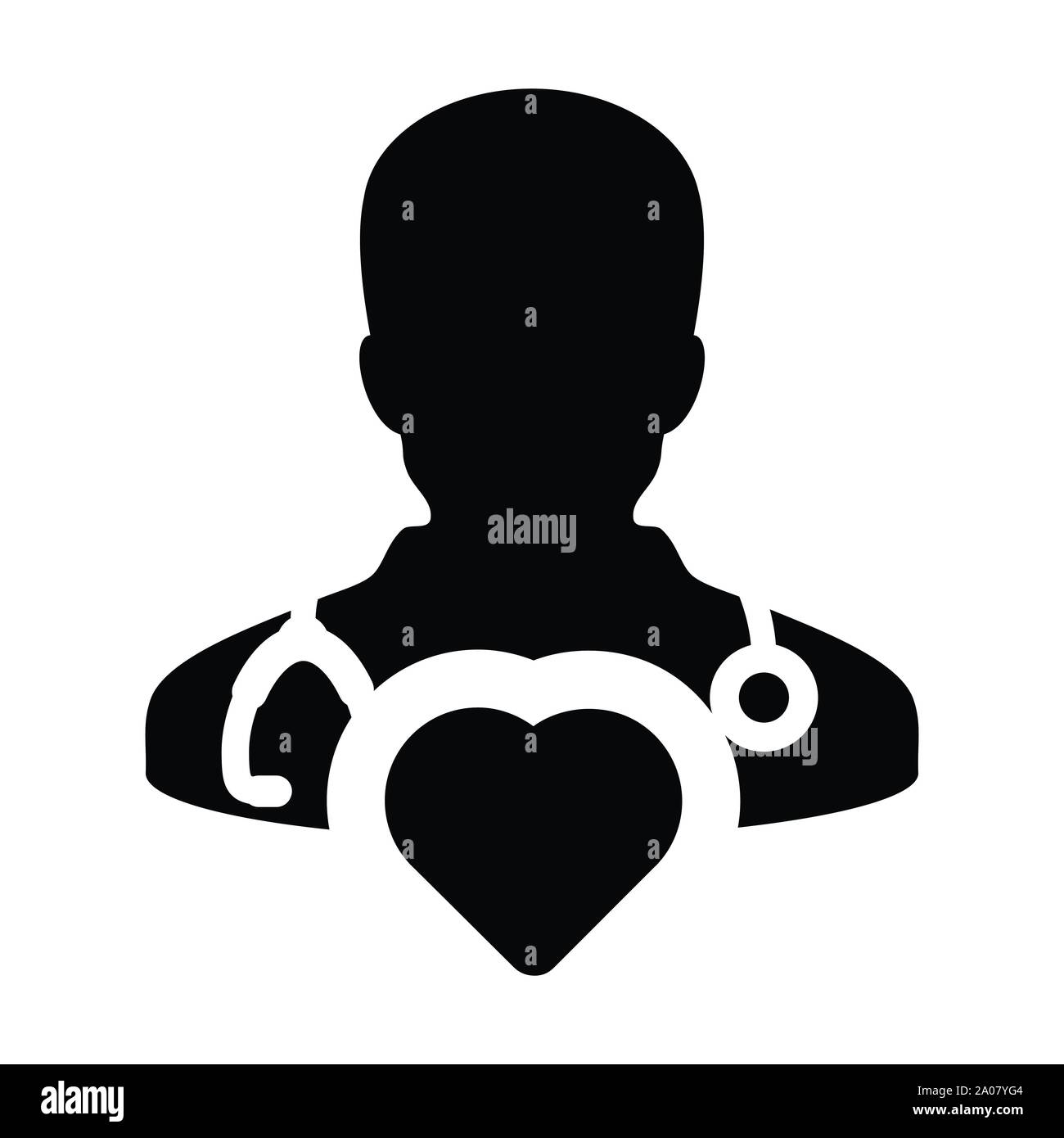 Cardiologist icon vector male person profile avatar with stethoscope ...
