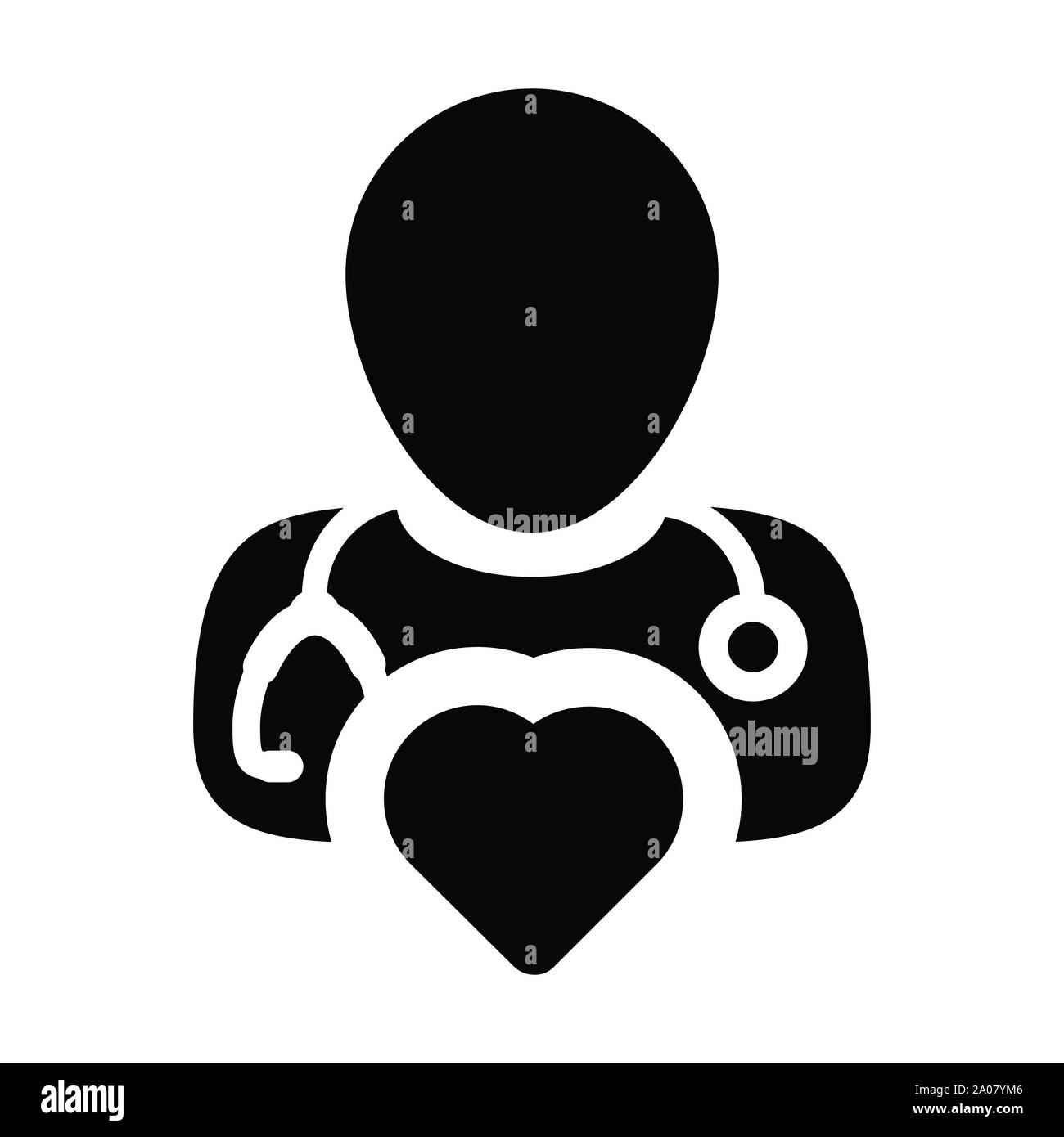 Cardiologist icon vector male person profile avatar with stethoscope ...