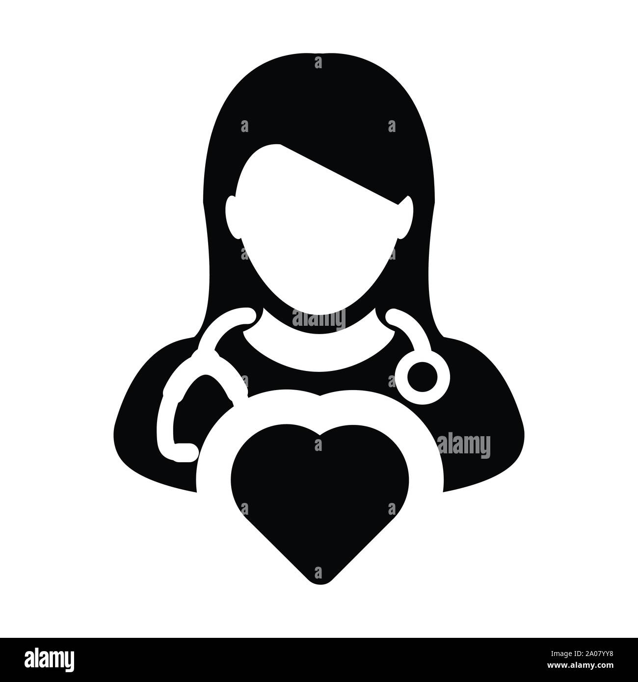 Heart icon vector female doctor person profile avatar with stethoscope ...