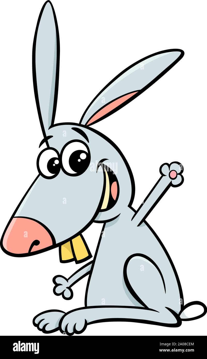 Cartoon Illustration of Happy Rabbit Comic Animal Character Stock ...