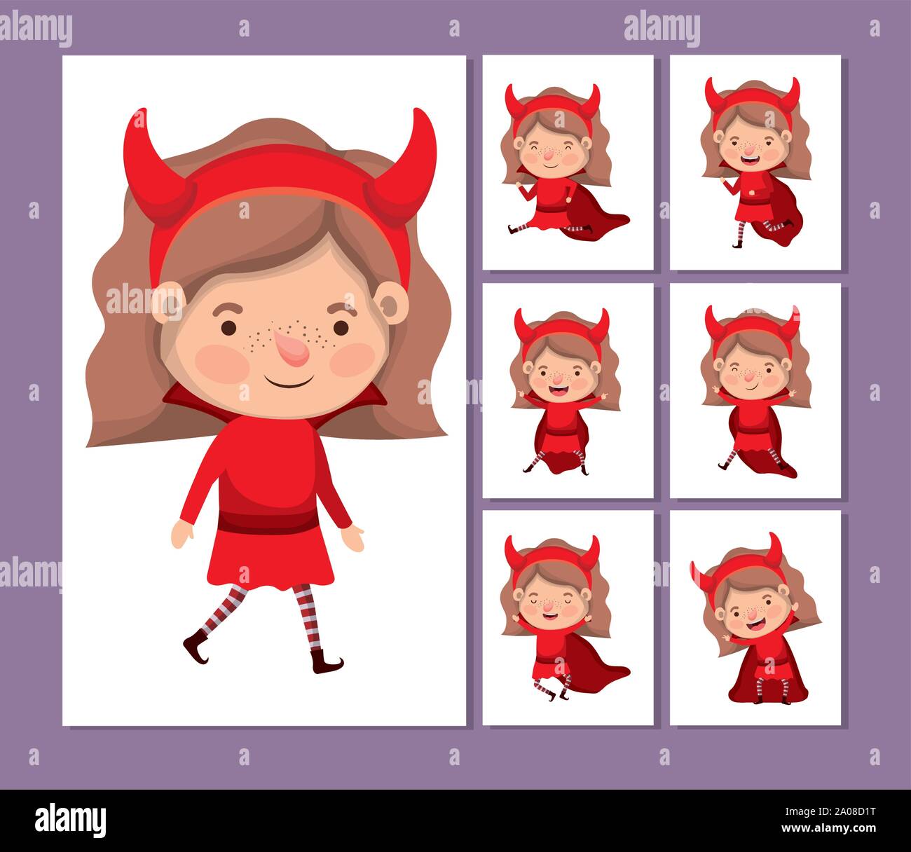 cute little girls with devils costumes Stock Vector Image & Art - Alamy