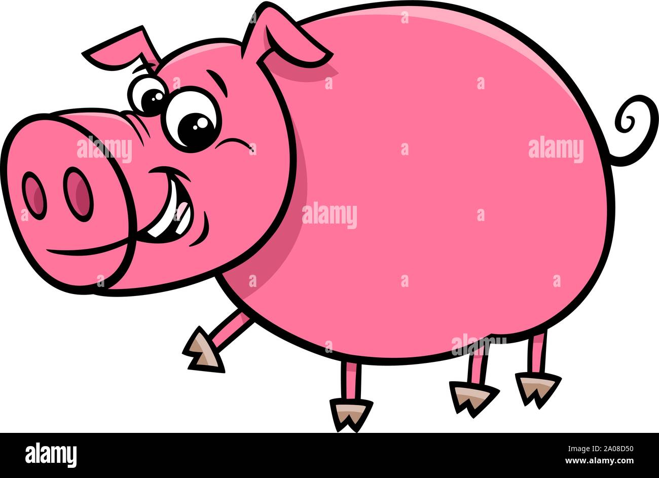 Cartoon Illustration of Funny Comic Pig Farm Animal Character Stock ...