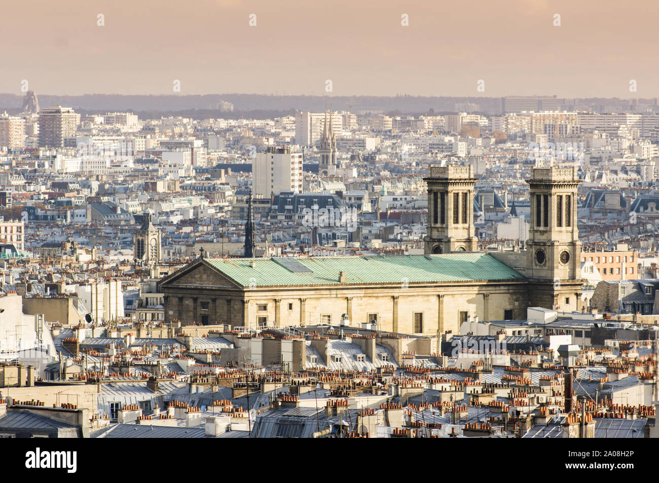 Parisian rooftops from Sacre Coeur Montmartre area of Paris France ...