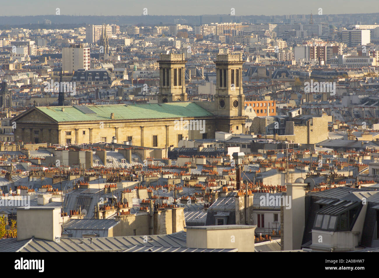 Parisian rooftops from Sacre Coeur Montmartre area of Paris France ...