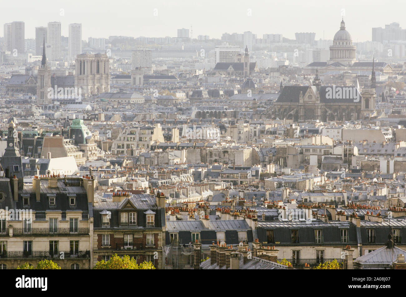 Parisian rooftops from Sacre Coeur Montmartre area of Paris France ...
