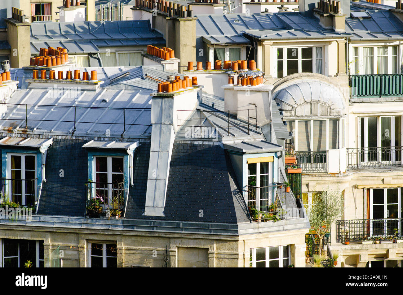 Parisian rooftops from Sacre Coeur Montmartre area of Paris France ...