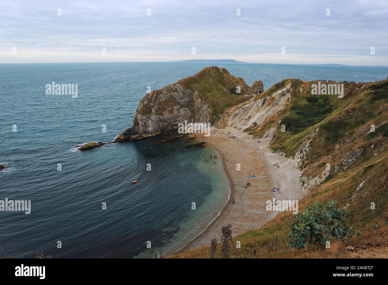 Dorset`s Durdle door, beautiful rock formation on the English shore ...