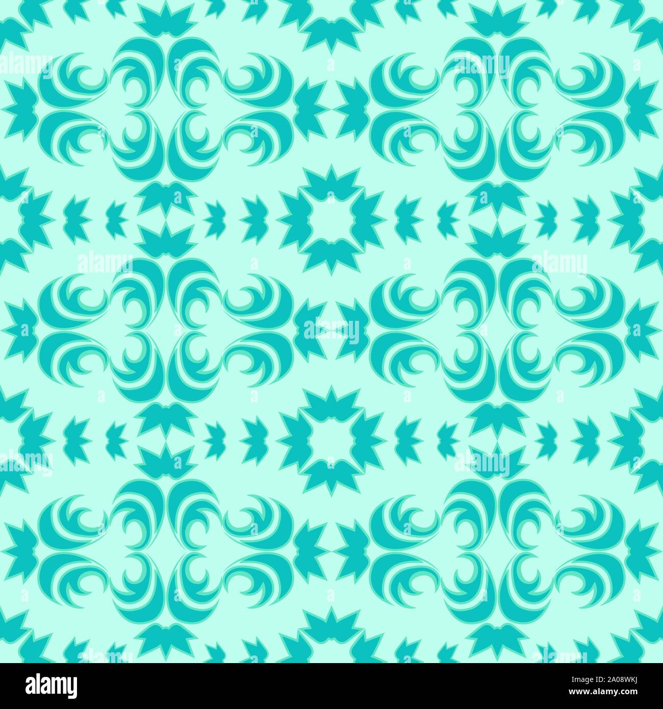 Seamless vector pattern of floral and abstract elements of turquoise ...
