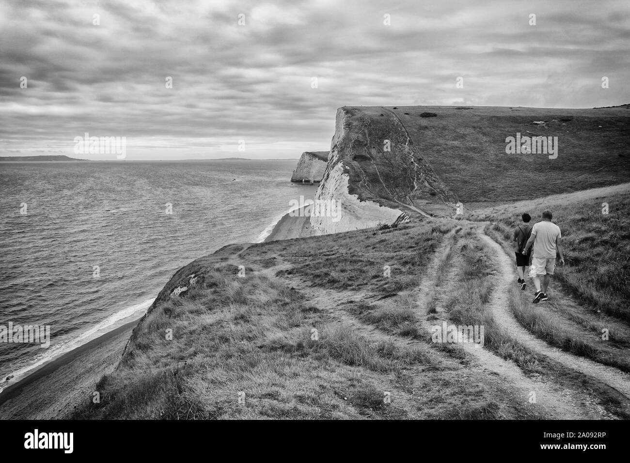 Dorset`s Durdle door, beautiful rock formation on the English shore ...