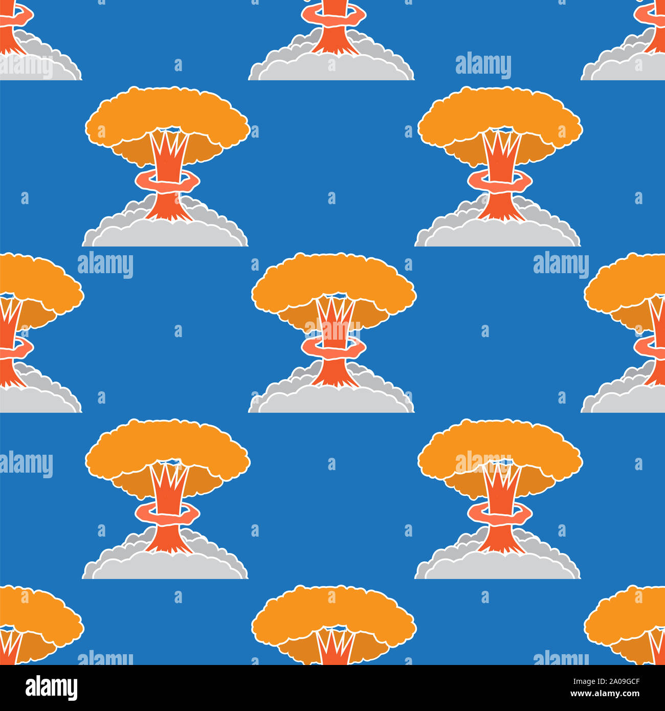 Nuclear Burst Seamless Pattern. Cartoon Bomb Explosion. Radioactive ...