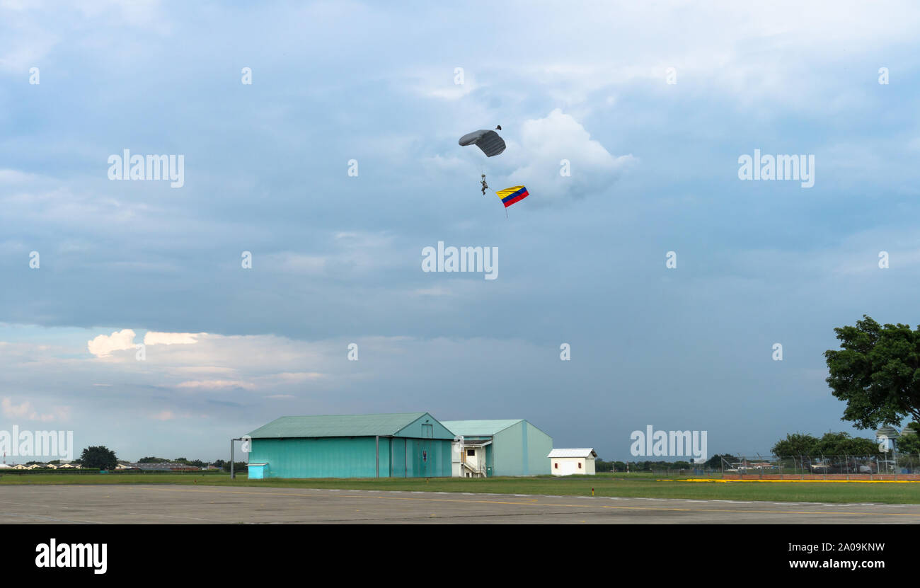 Colombian military in a parachuting event on its military base Stock ...
