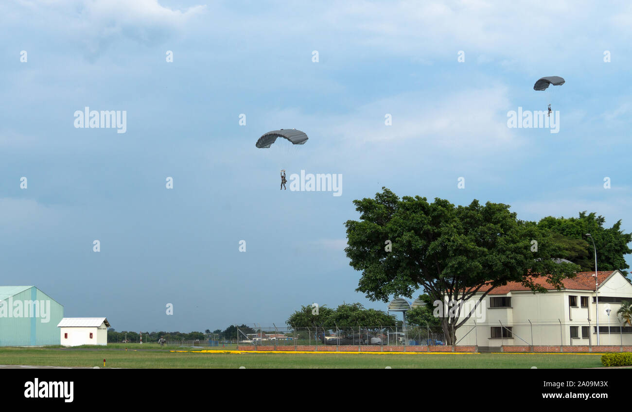 Colombian military in a parachuting event on its military base Stock ...