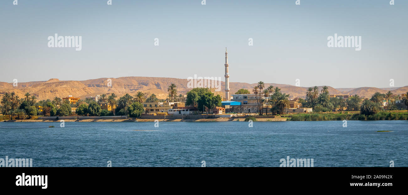 Buildings, houses and mosques on the banks of the Nile river. Egypt ...
